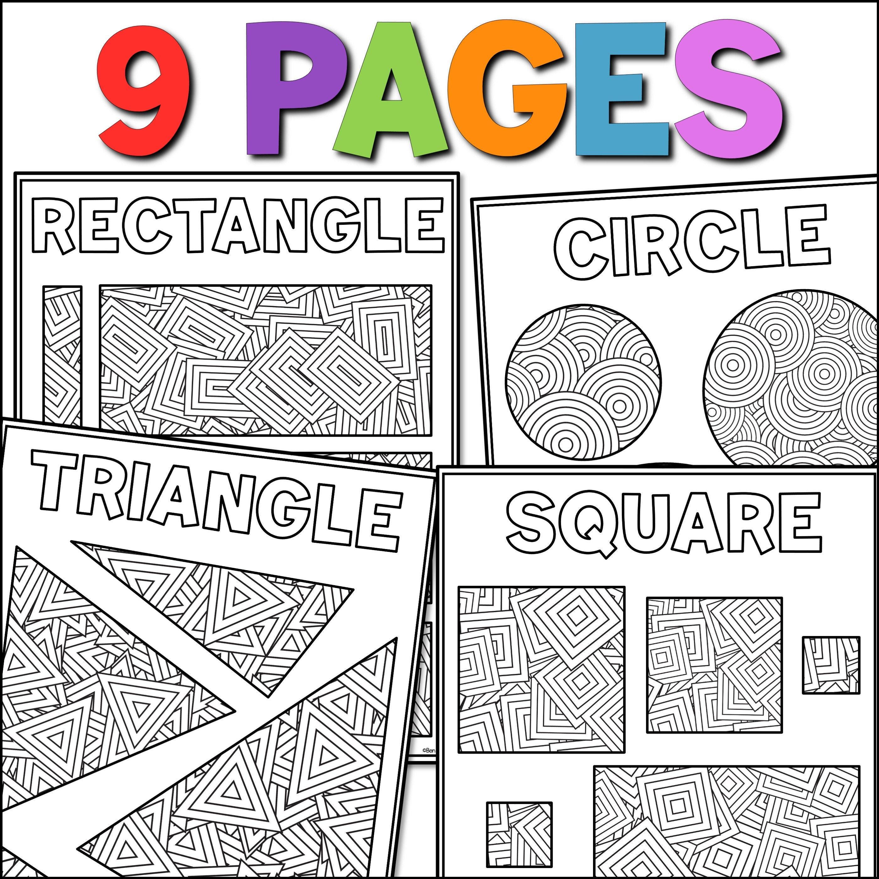 2D Shapes Printable Coloring Pages for Kids, Educational Shapes ...
