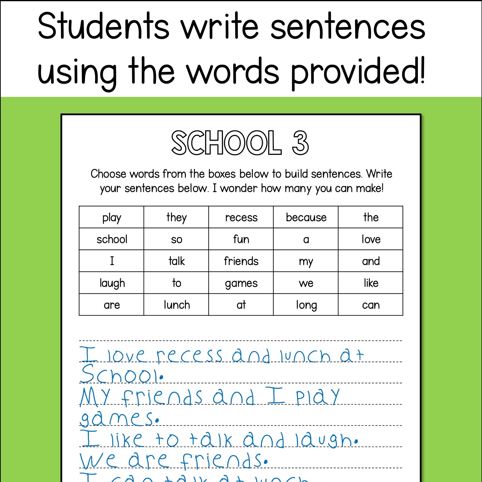 Building Sentences With Sentence Writing Prompts, Writing Sentences ...