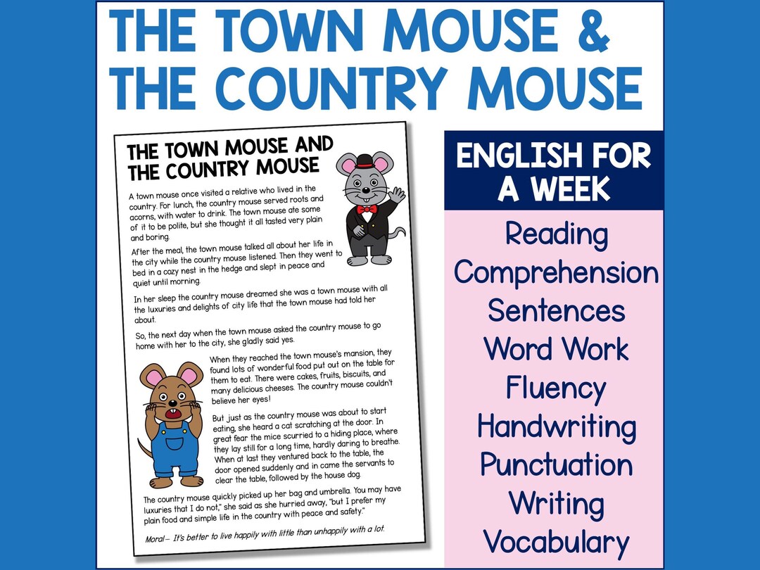 The Town Mouse and the Country Mouse, Aesop's Fables, ELA Literacy for ...