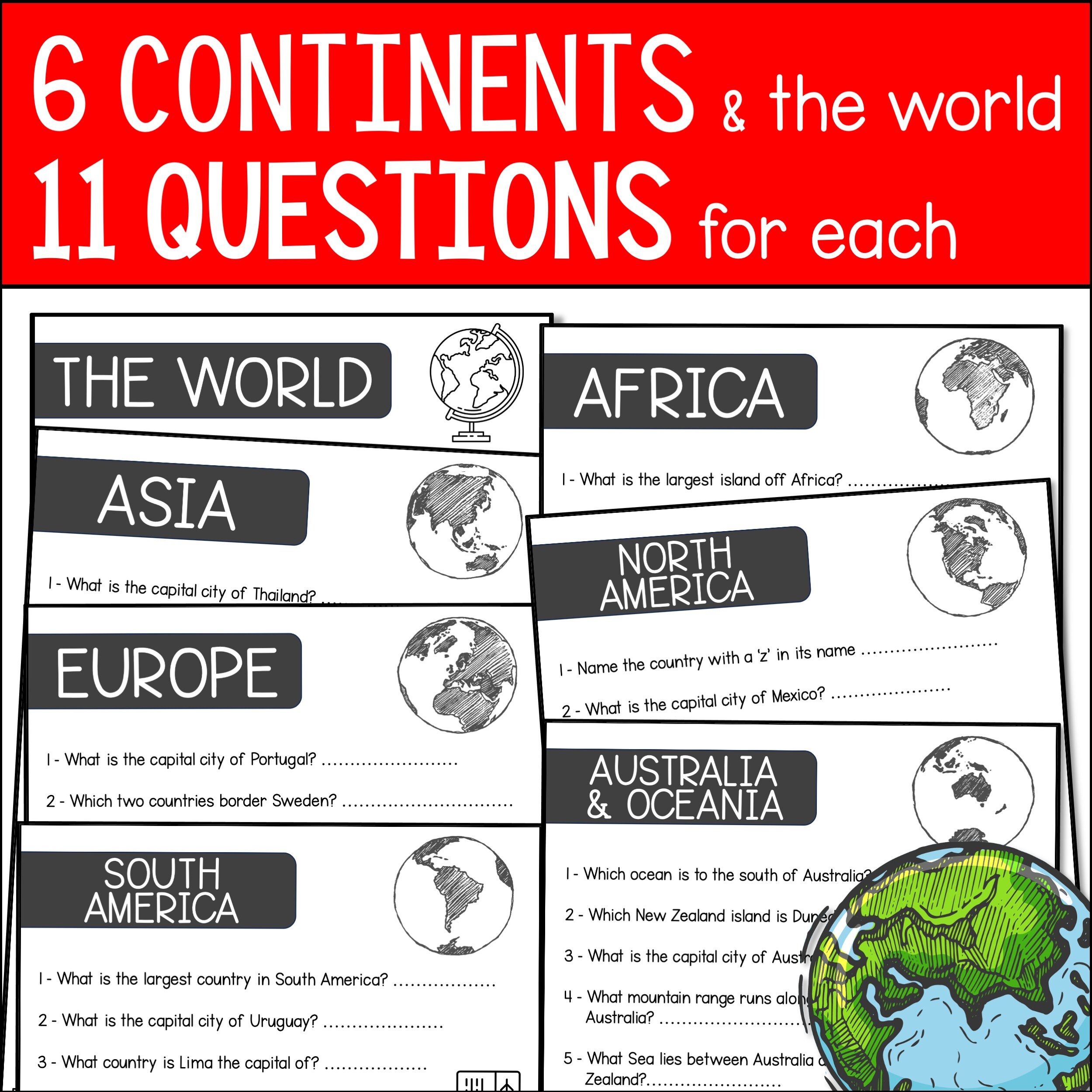 Continent Scavenger Hunts, Geography for Kids, Learn About Countries of ...