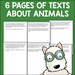 Animal Reading Passages to Read and Illustrate to Build Reading ...
