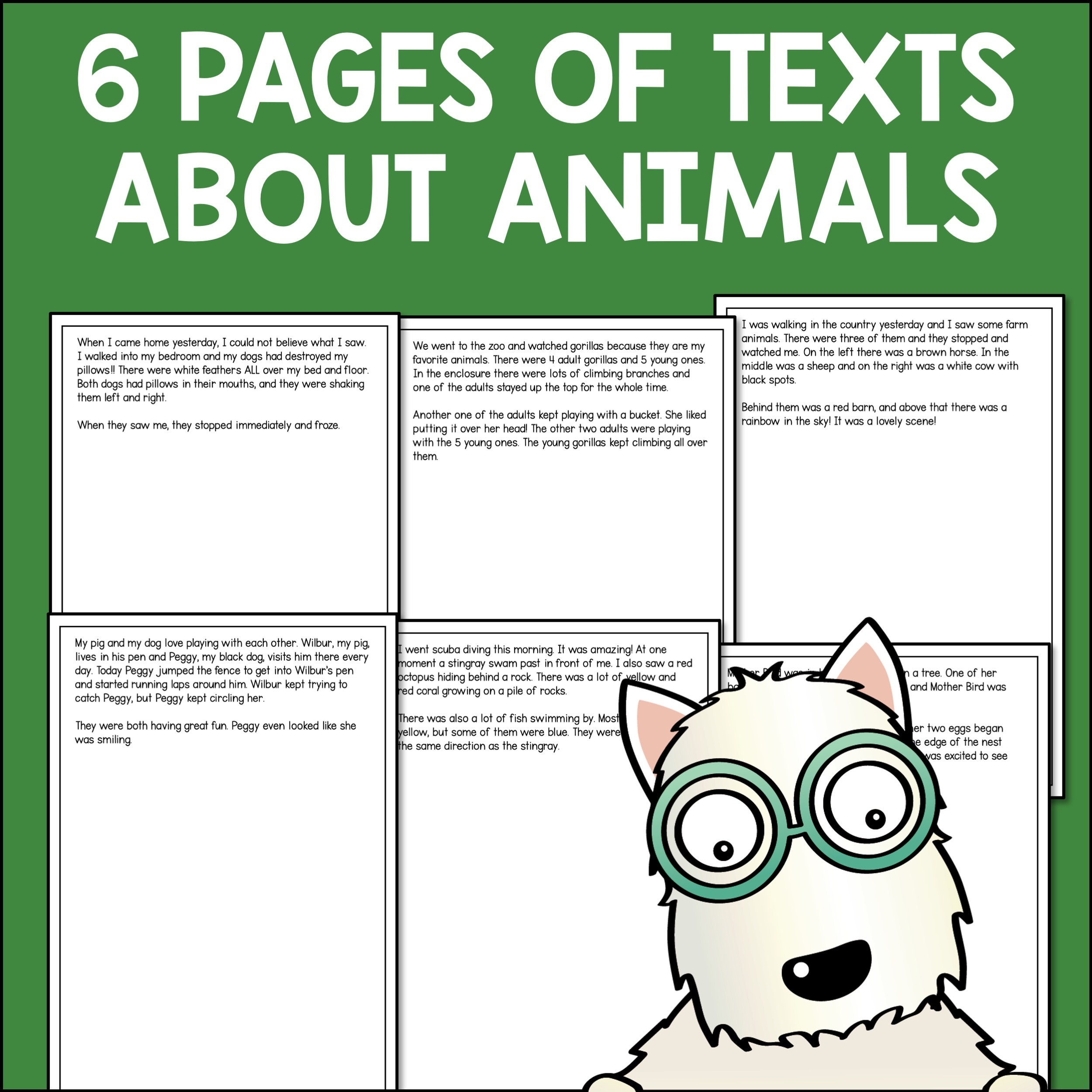 Animal Reading Passages to Read and Illustrate to Build Reading ...