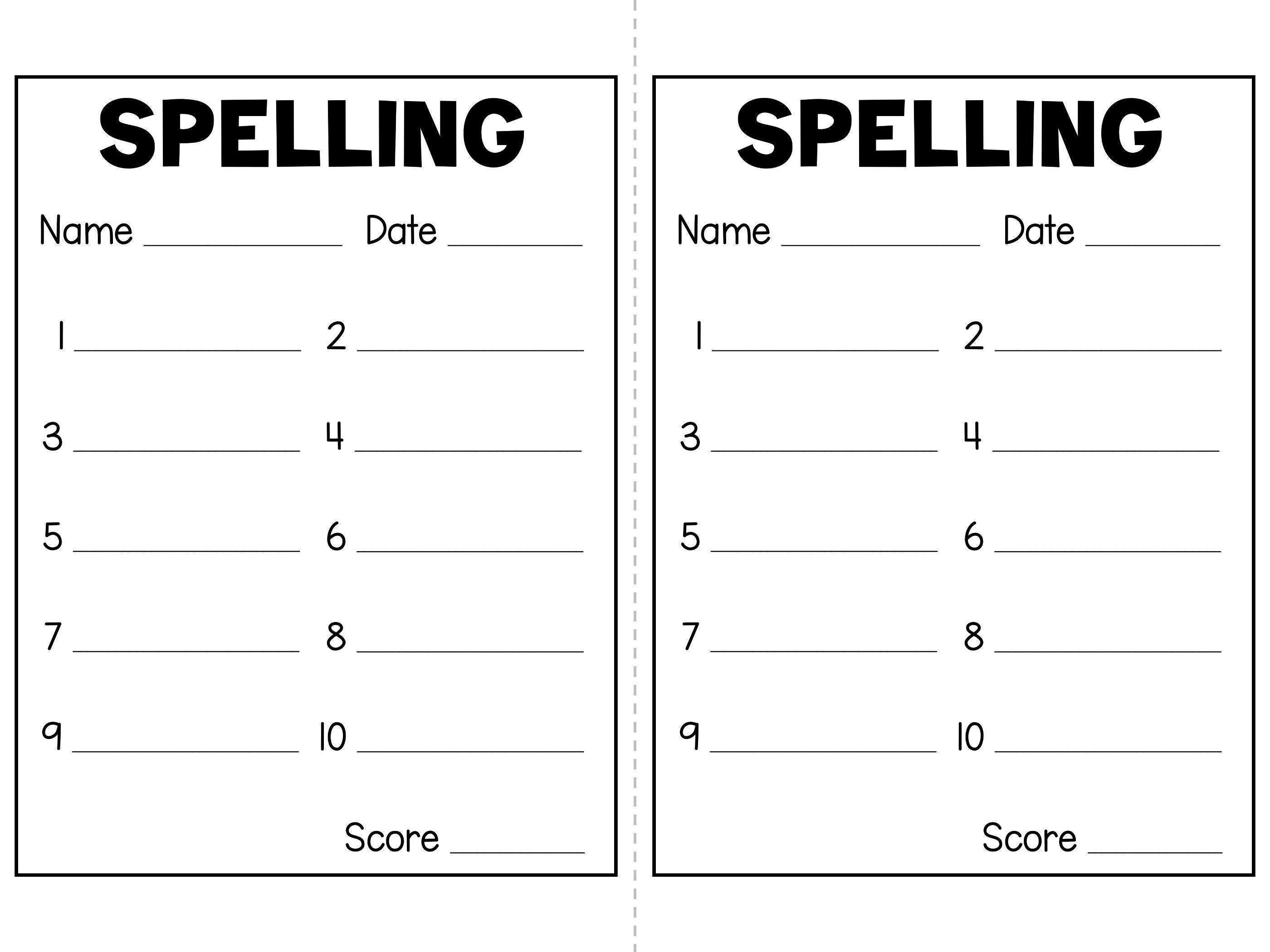 Spelling Test Templates for 5, 10, 15, 20 Words - Blank Lined Spelling ...