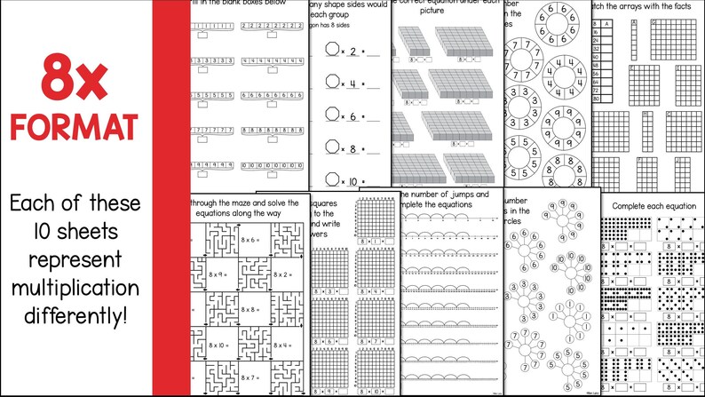 Multiplication Practice Worksheets for 8 Times Table, Printable ...