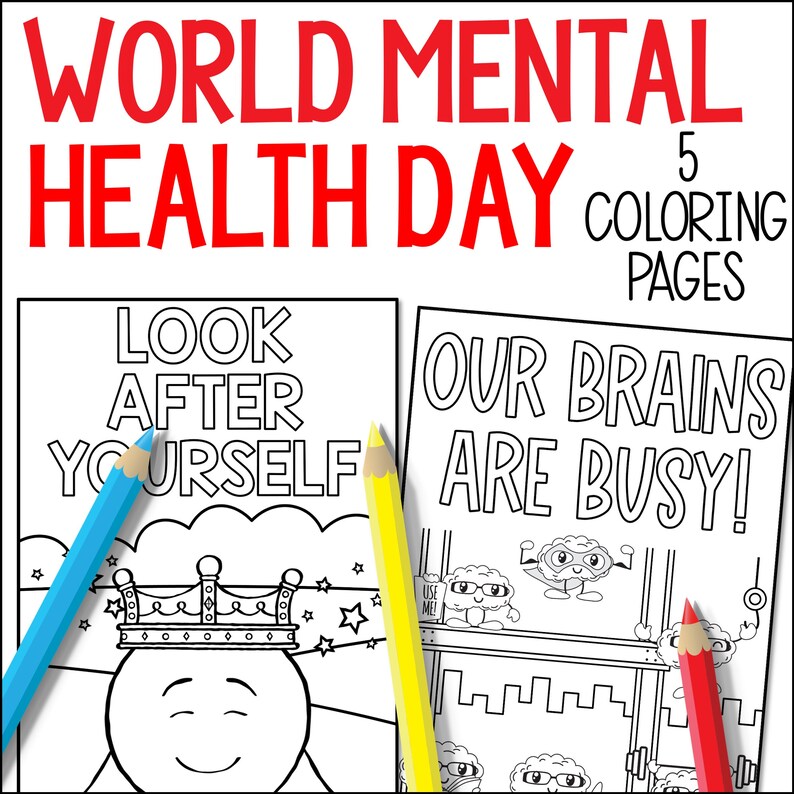 World Mental Health Day Coloring Pages, Digital Download, Self Care ...