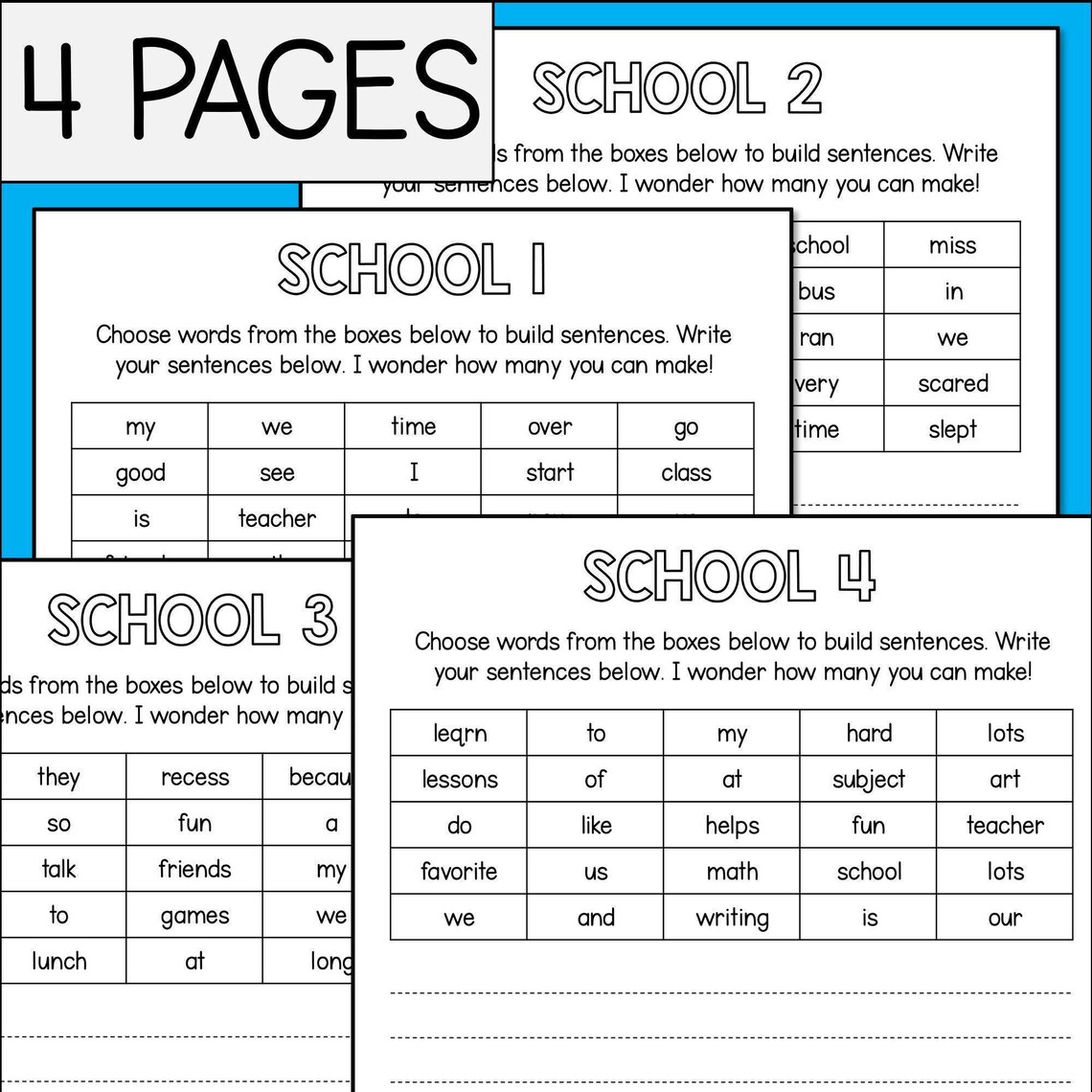 Building Sentences With Sentence Writing Prompts, Writing Sentences ...