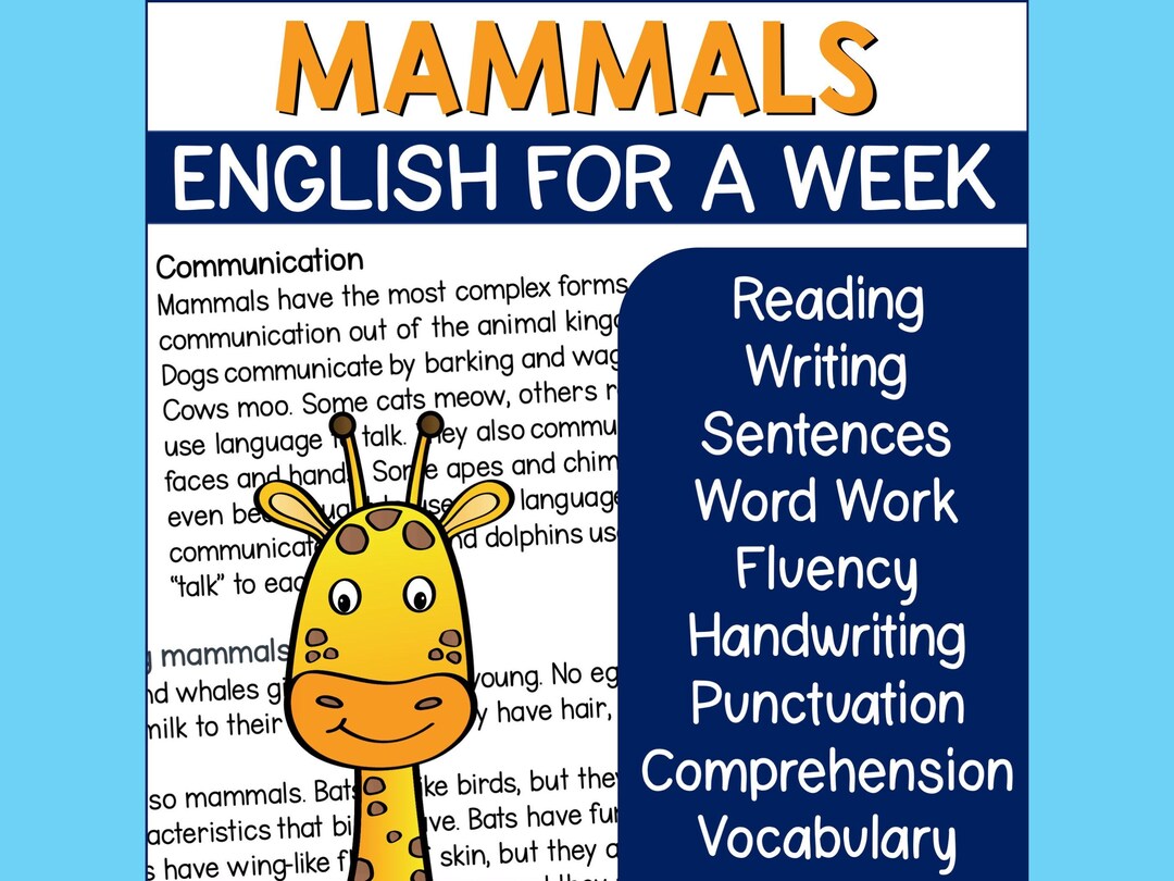 Mammals Literacy Activities, Reading and Writing About Mammals, 2nd ...