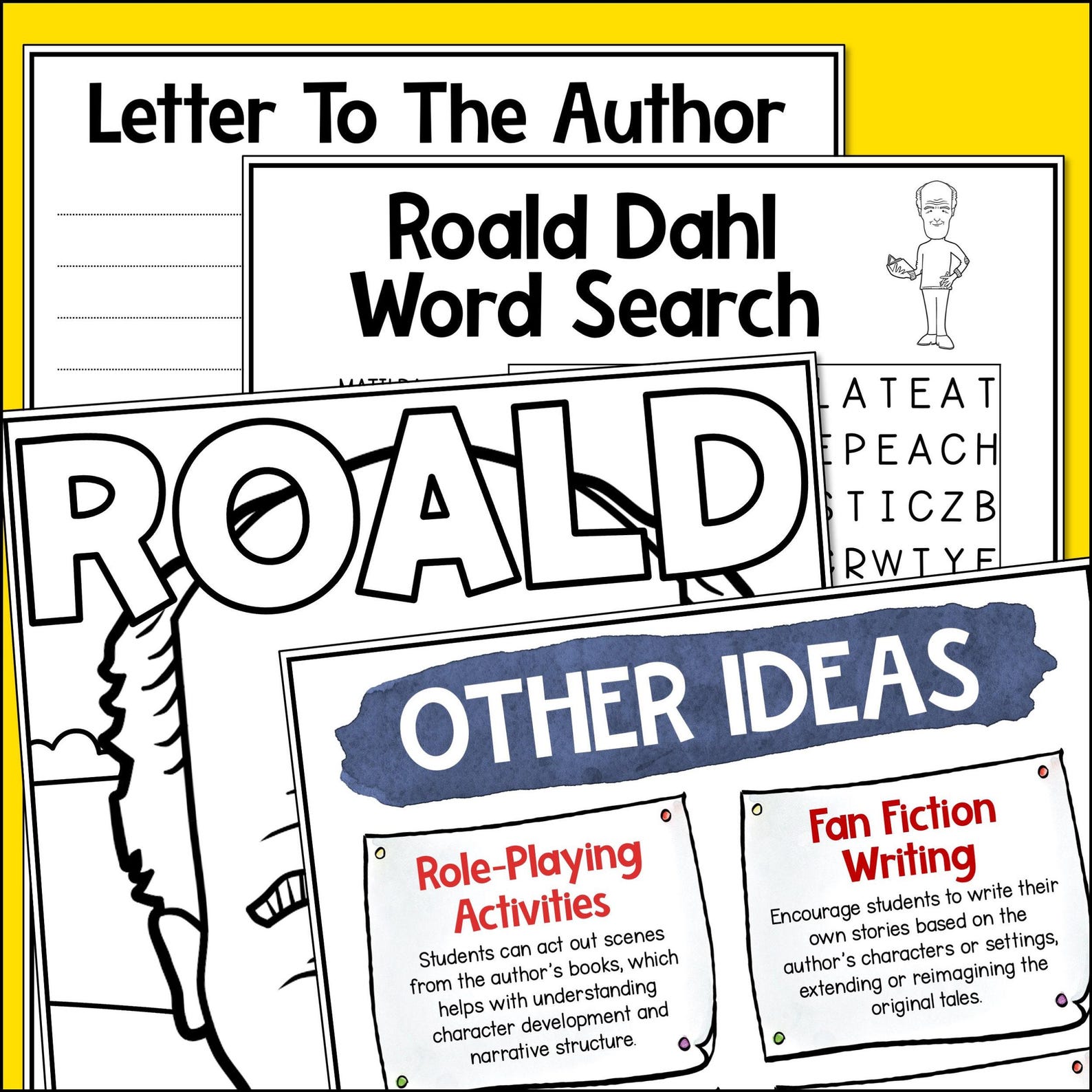 Roald Dahl Author Study Worksheets, PDF Printable Homeschool Learning ...