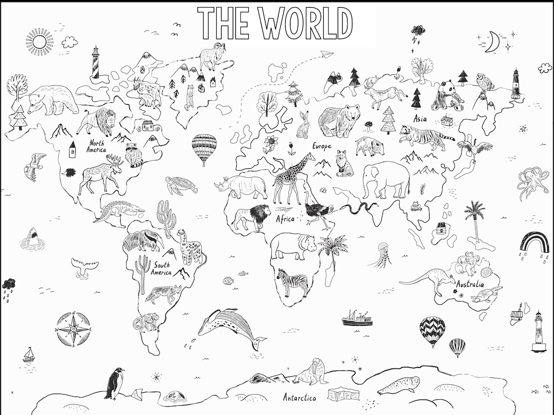 Continent Coloring Pages, Kids Educational World Map Activity ...