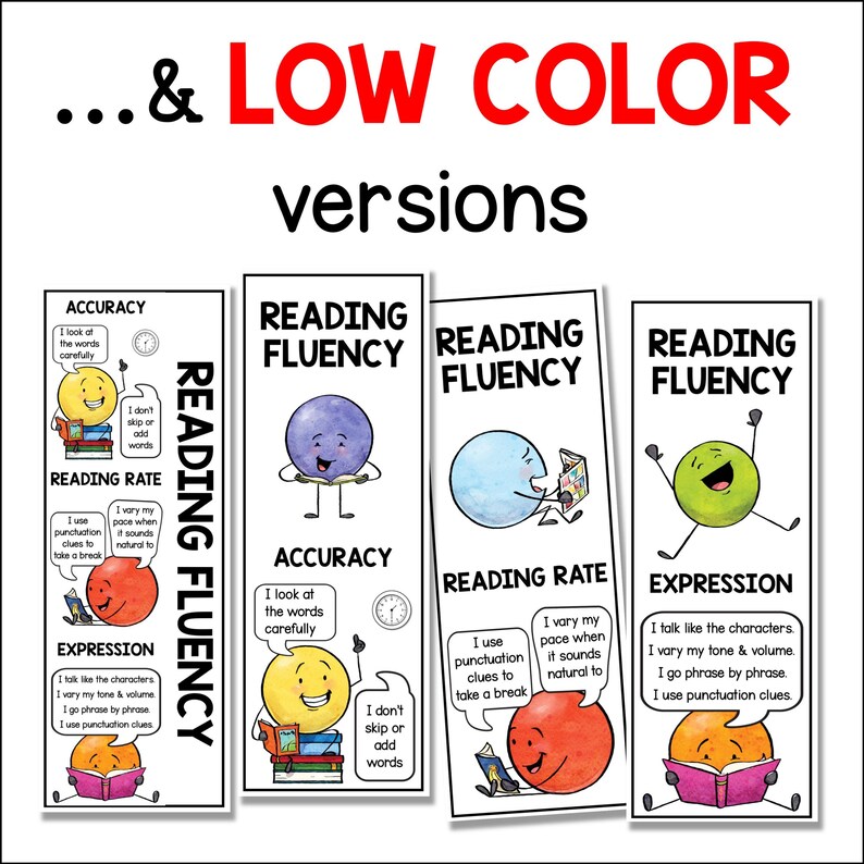 Reading Fluency Bookmarks for Kids, Printable Homeschool & Home Reading ...