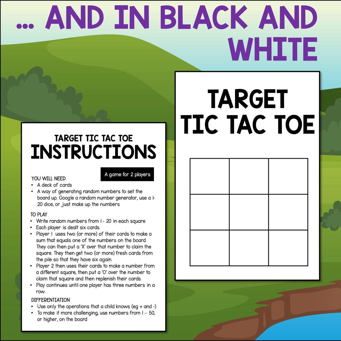 Four Operations Math Game, Tic Tac Toe Math Practice, Number Fact ...