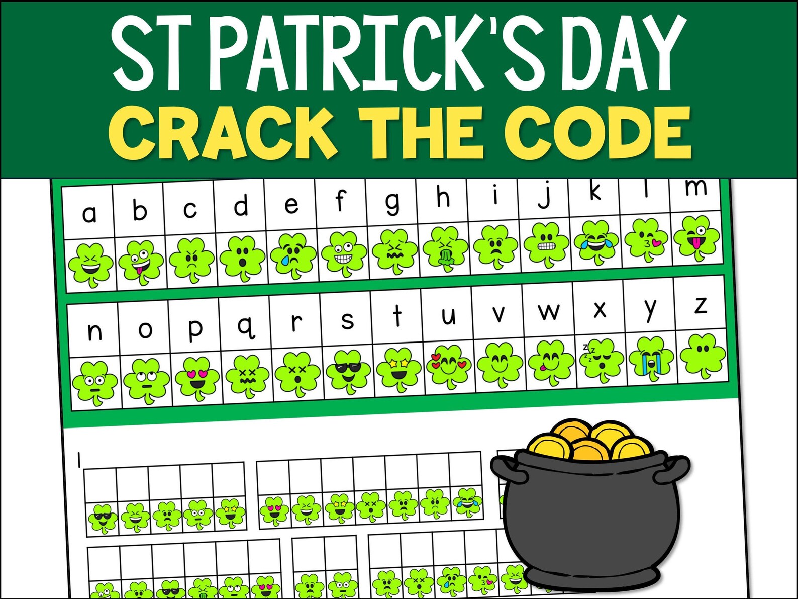 St Patricks Day Emoji Code Puzzle, Kids Secret Message (digital ...