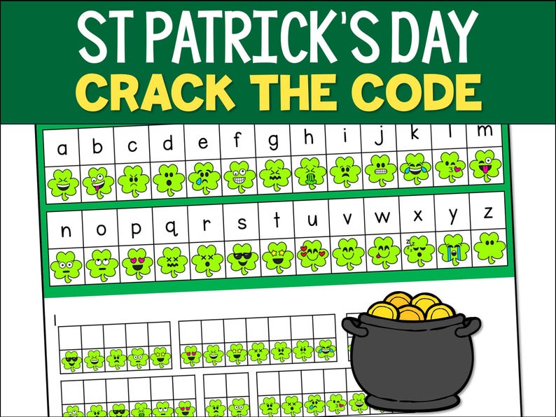 St Patricks Day Emoji Crack the Code Puzzle, Secret Message for Kids ...