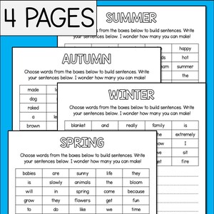 Building and Writing Sentences With Words About Seasons, Sentence ...
