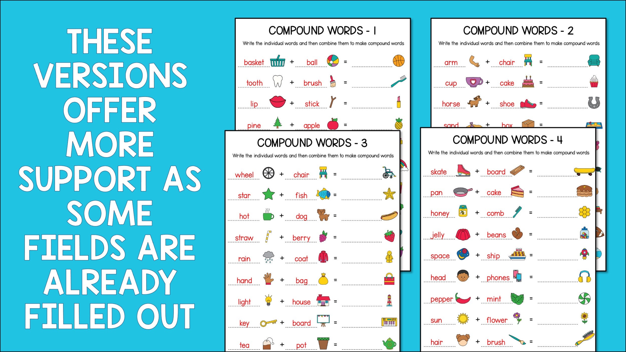 Compound Words Writing Activities and Wordsearches, Printable PDF ...