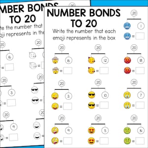 Number Bonds to 10 & 20 Worksheets, Math Facts and Early Algebra ...