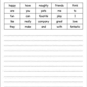 Building Sentences Using Words, Writing Sentences About Pets, Printable ...