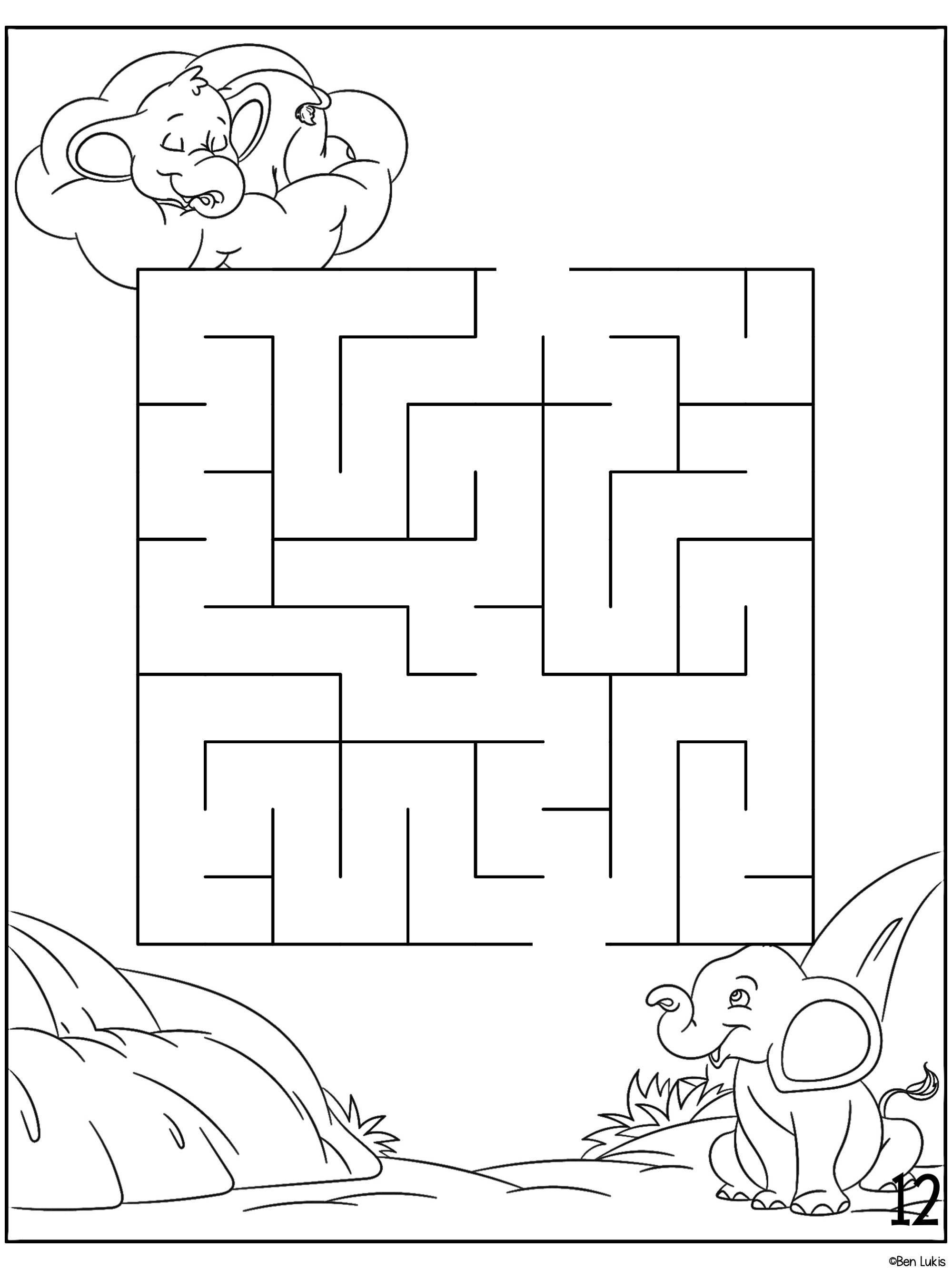 Kids Maze and Coloring Pages, Printable Activity Book, Homeschool ...