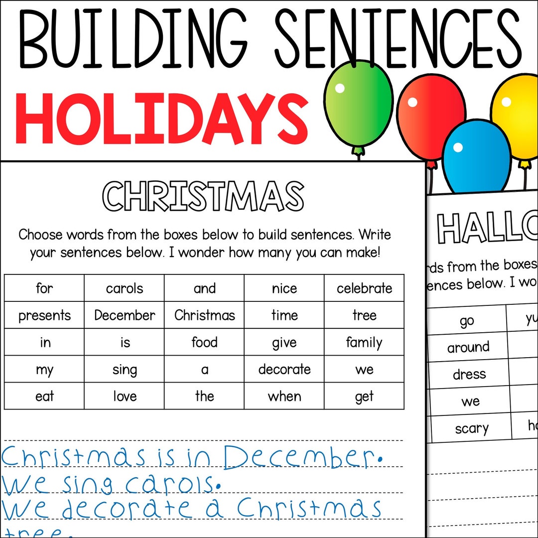 Writing Sentences With Words, Sentence Writing About Holidays ...