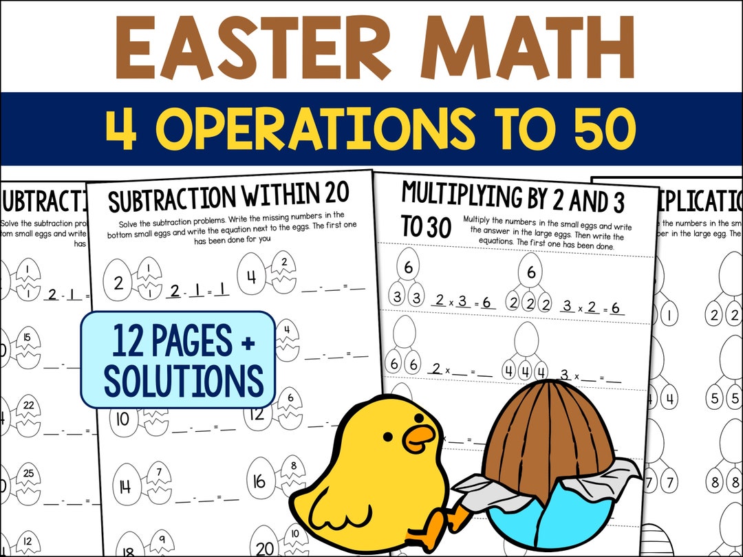 Easter Math Worksheets, Digital Download, Addition Subtraction ...