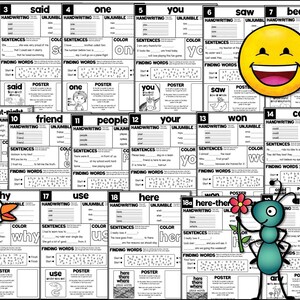 Mnemonic Spelling Worksheets, 23 Sight Word Practice Activity Pages ...