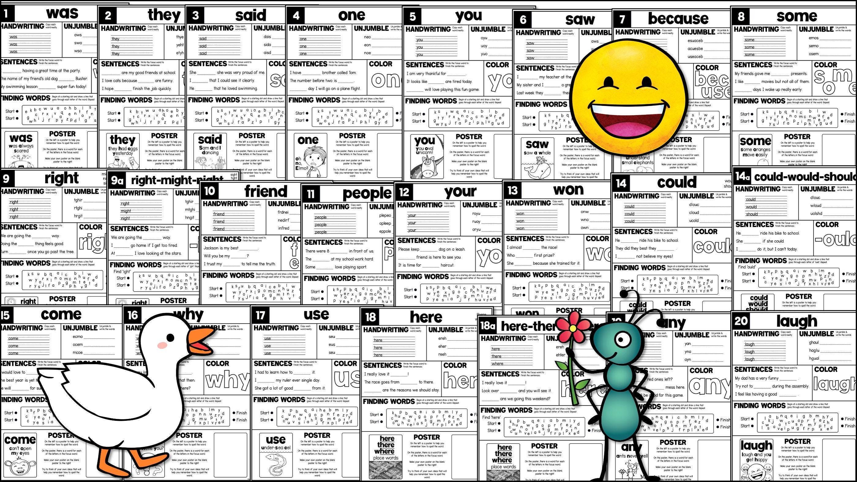 Sight Word Mnemonic Spelling Worksheets, Homeschool Practice (printable ...