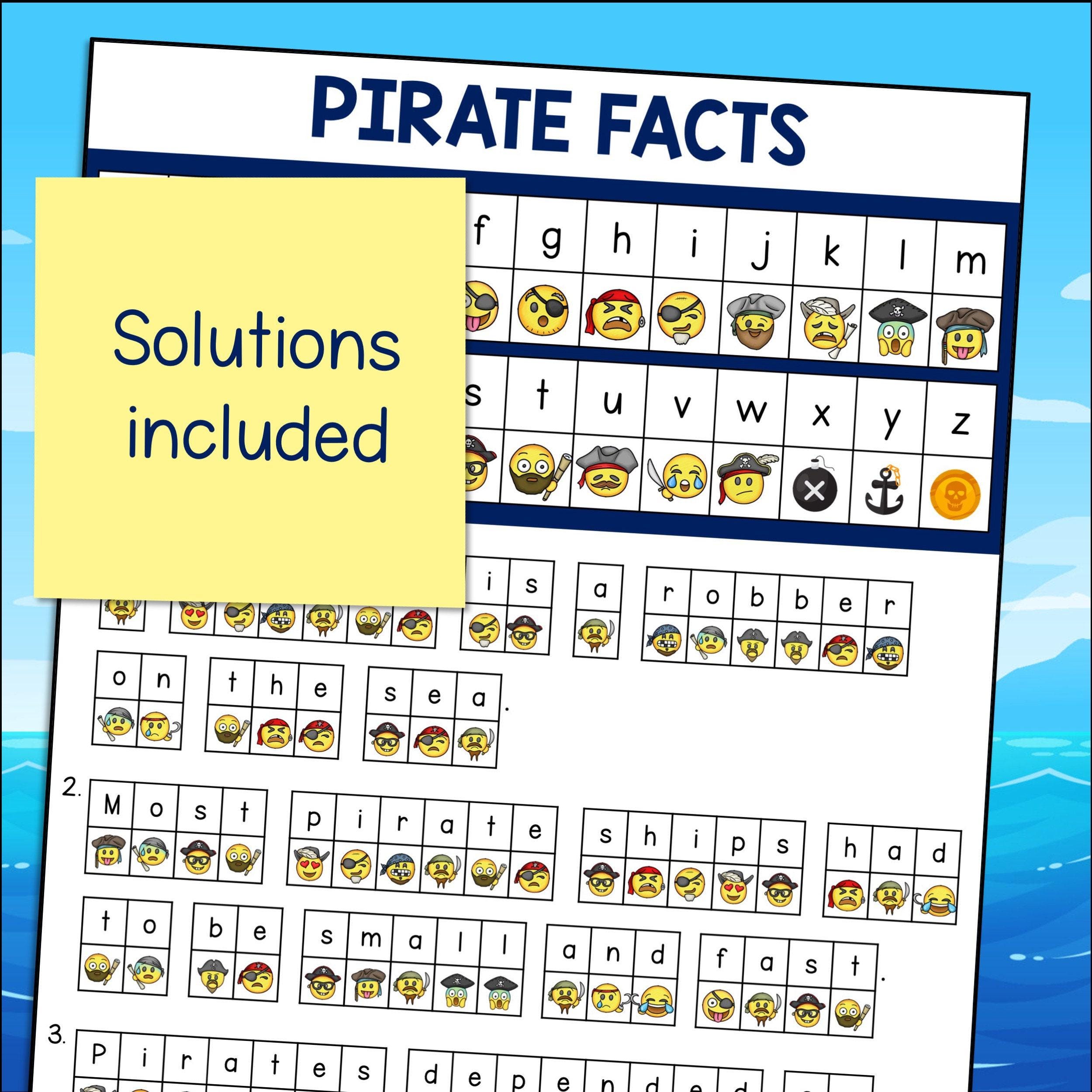 Pirate Facts Crack the Code Worksheet, Talk Like A Pirate Day Secret ...