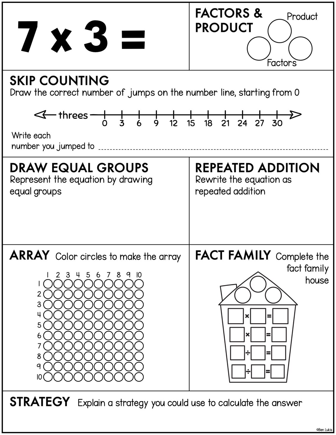 7 Times Table Multiplication Equation of the Day Practice Worksheets ...