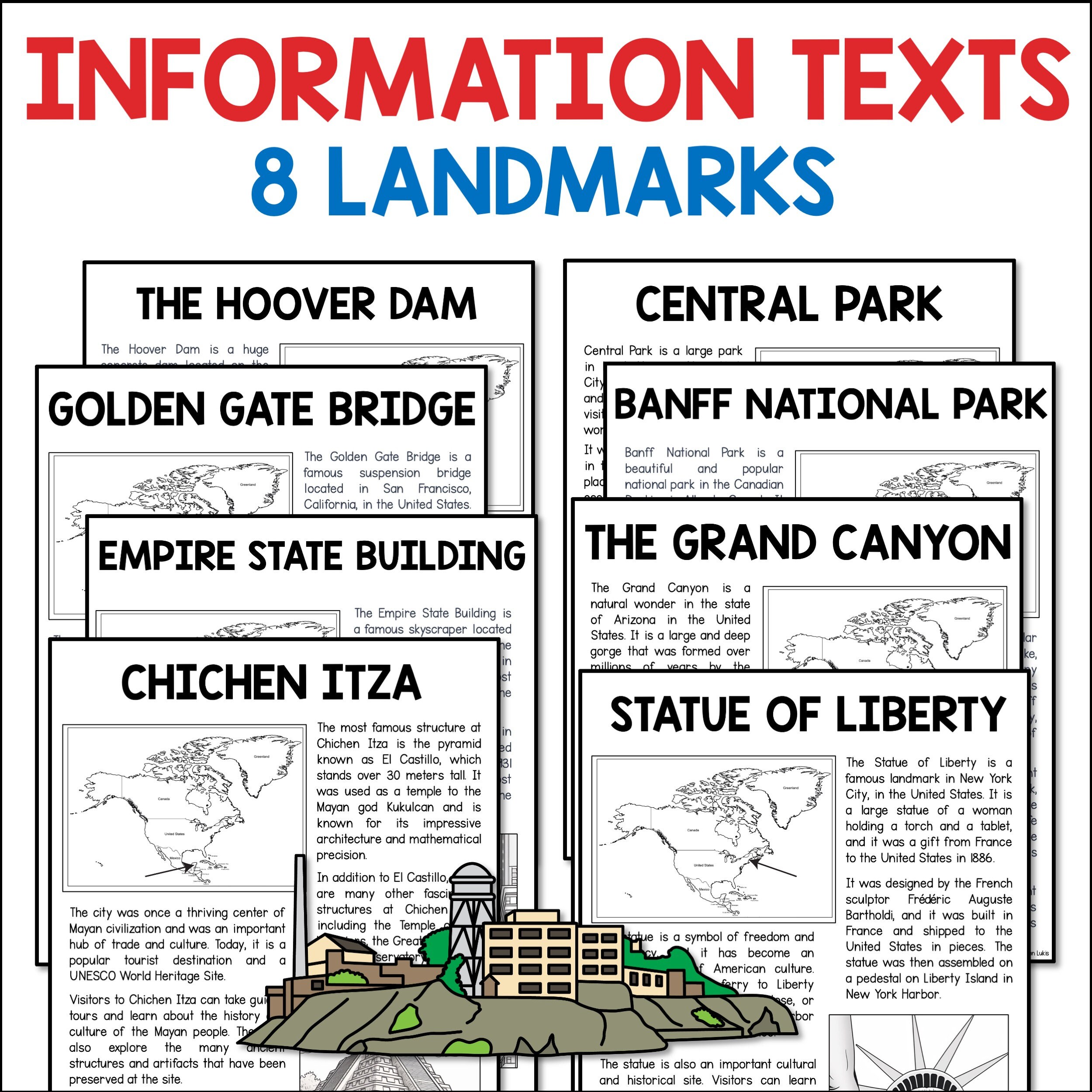 Landmarks of North America, Geography Facts Information & Coloring ...