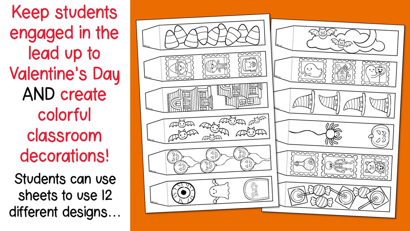 Halloween Paper Chain Craft, Halloween Coloring, Classroom Decor and ...