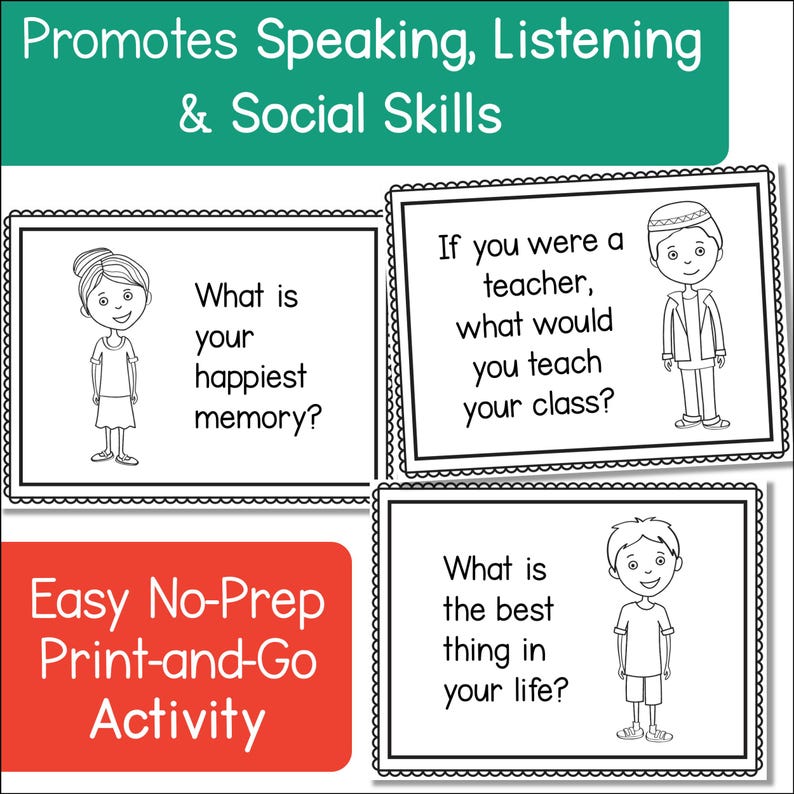 Back to School Question Cards, Discussion Prompts (printable PDF) - Etsy