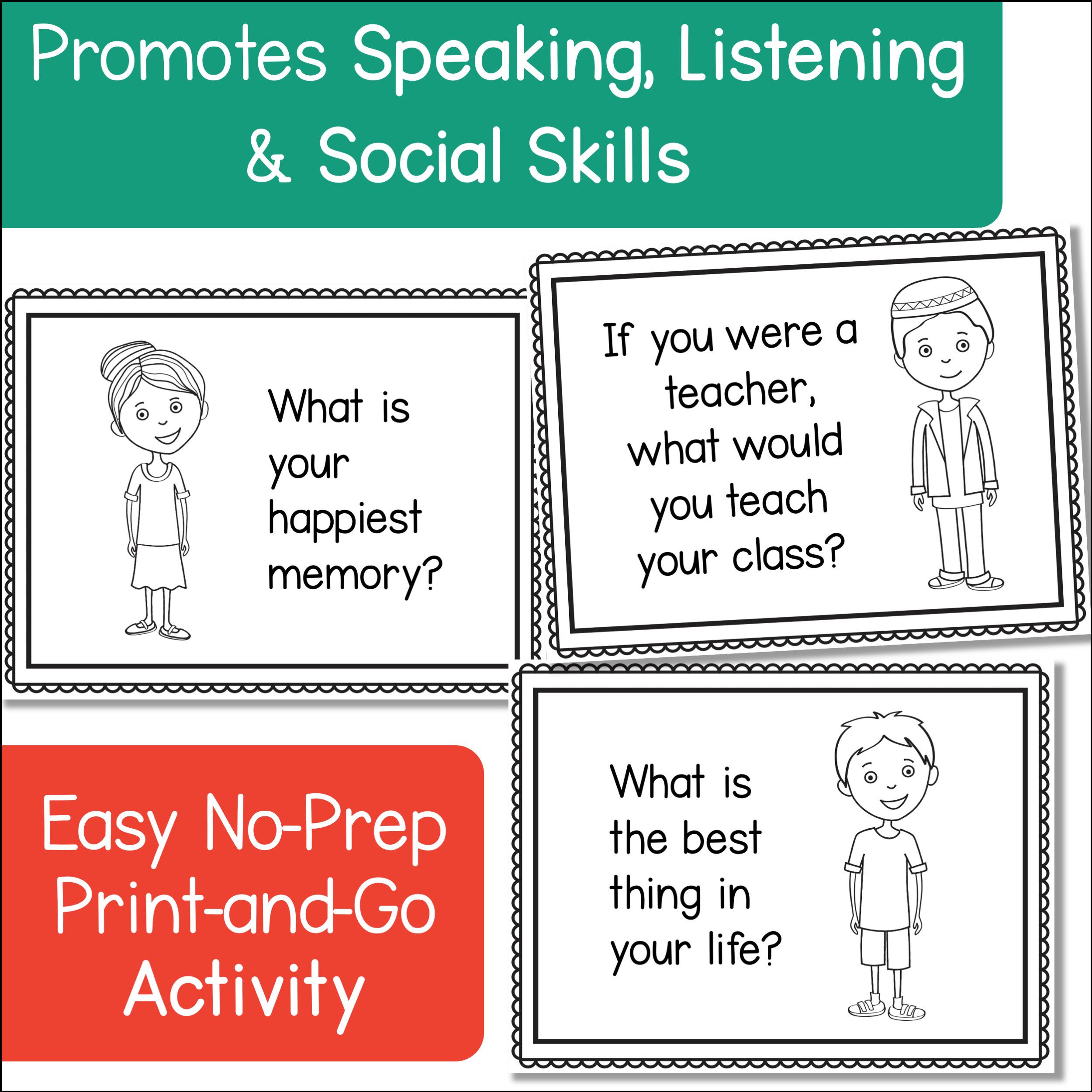 Back to School Question Cards, Discussion Prompts (printable PDF) - Etsy