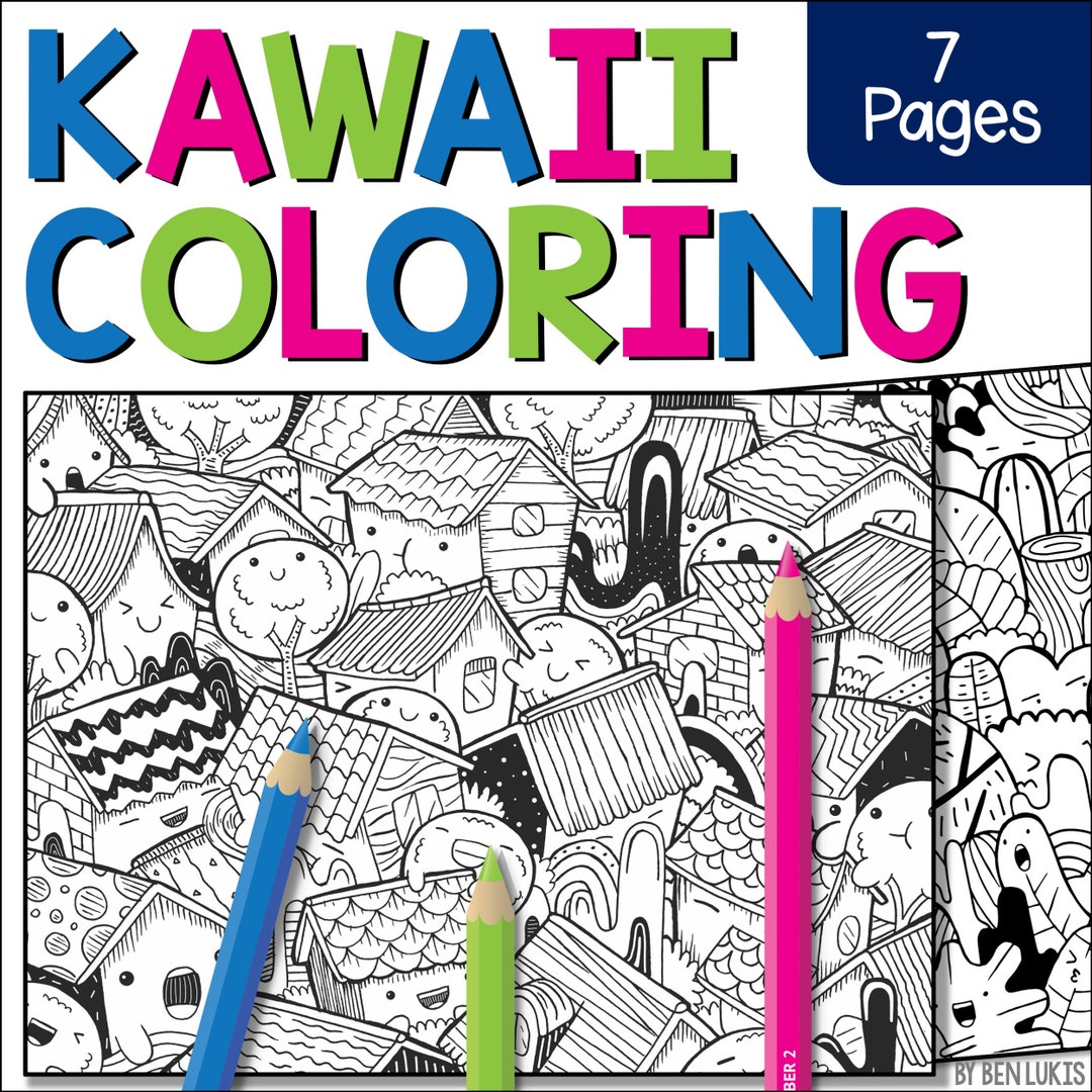 Kawaii Coloring Book Digital Download, Cute Doodles Pages, Kids ...