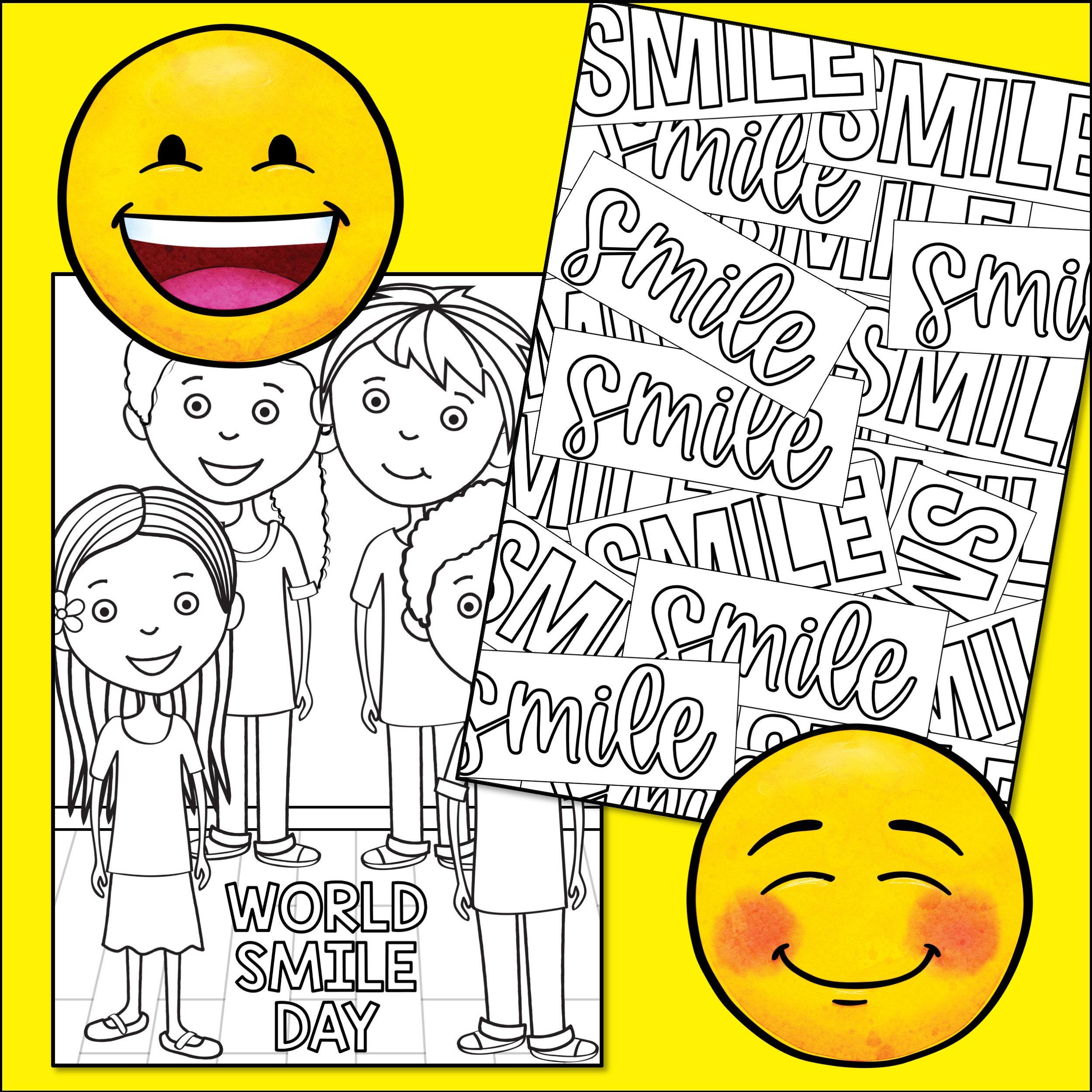 World Smile Day Coloring Pages, Fun Coloring Activity for Kids ...