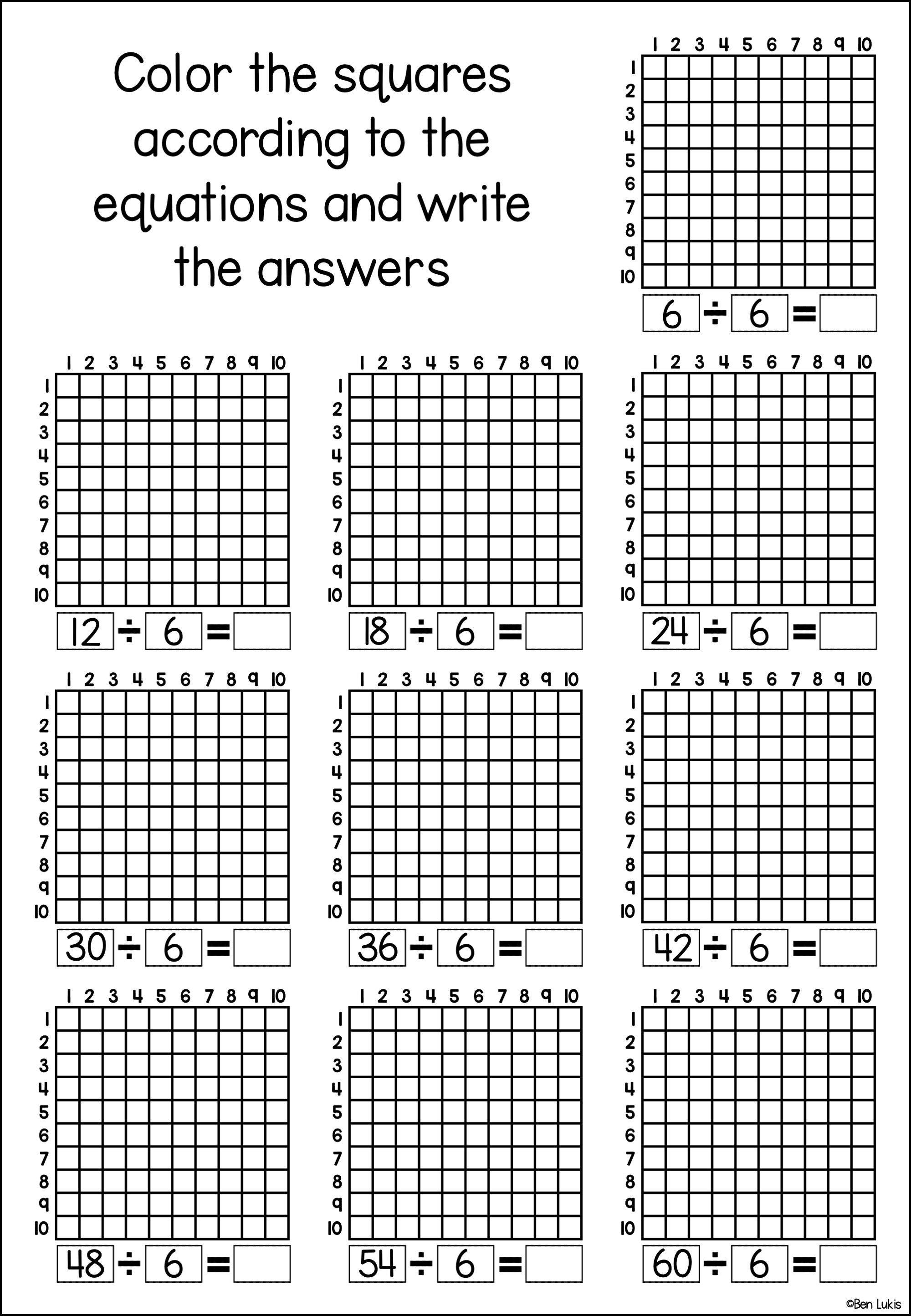 Division Worksheet Printable, Divide by 6 Activity Sheets, 3rd Grade ...