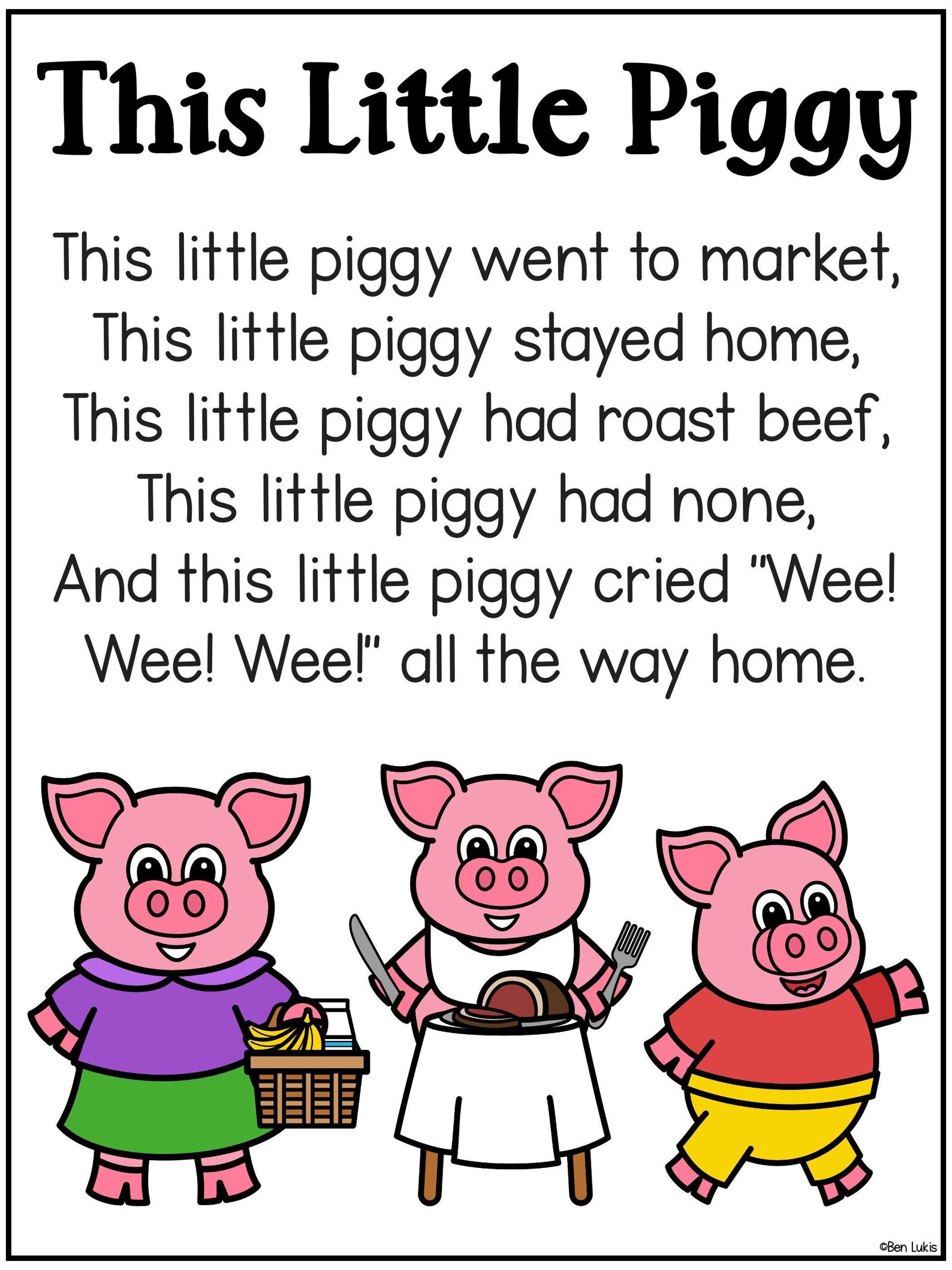 Nursery Rhyme Posters and Reading Passages for Kids, Printable ...