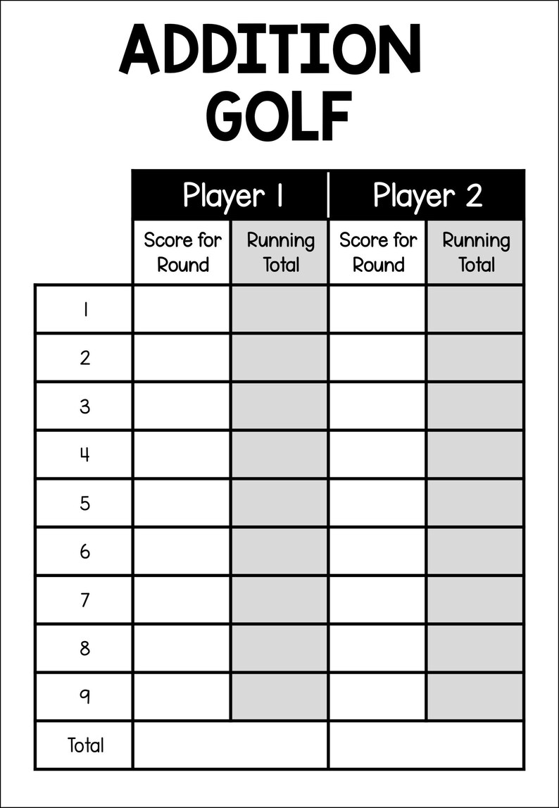 Addition Golf Math Game, Number Bonds to 10 (printable PDF) - Etsy UK