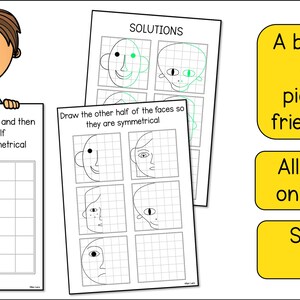 Symmetry Math Picture Worksheets, Face Symmetry Drawing Activities for ...