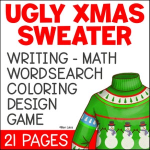 Ugly Christmas Sweater Word Search, Xmas Writing Prompts, Math ...