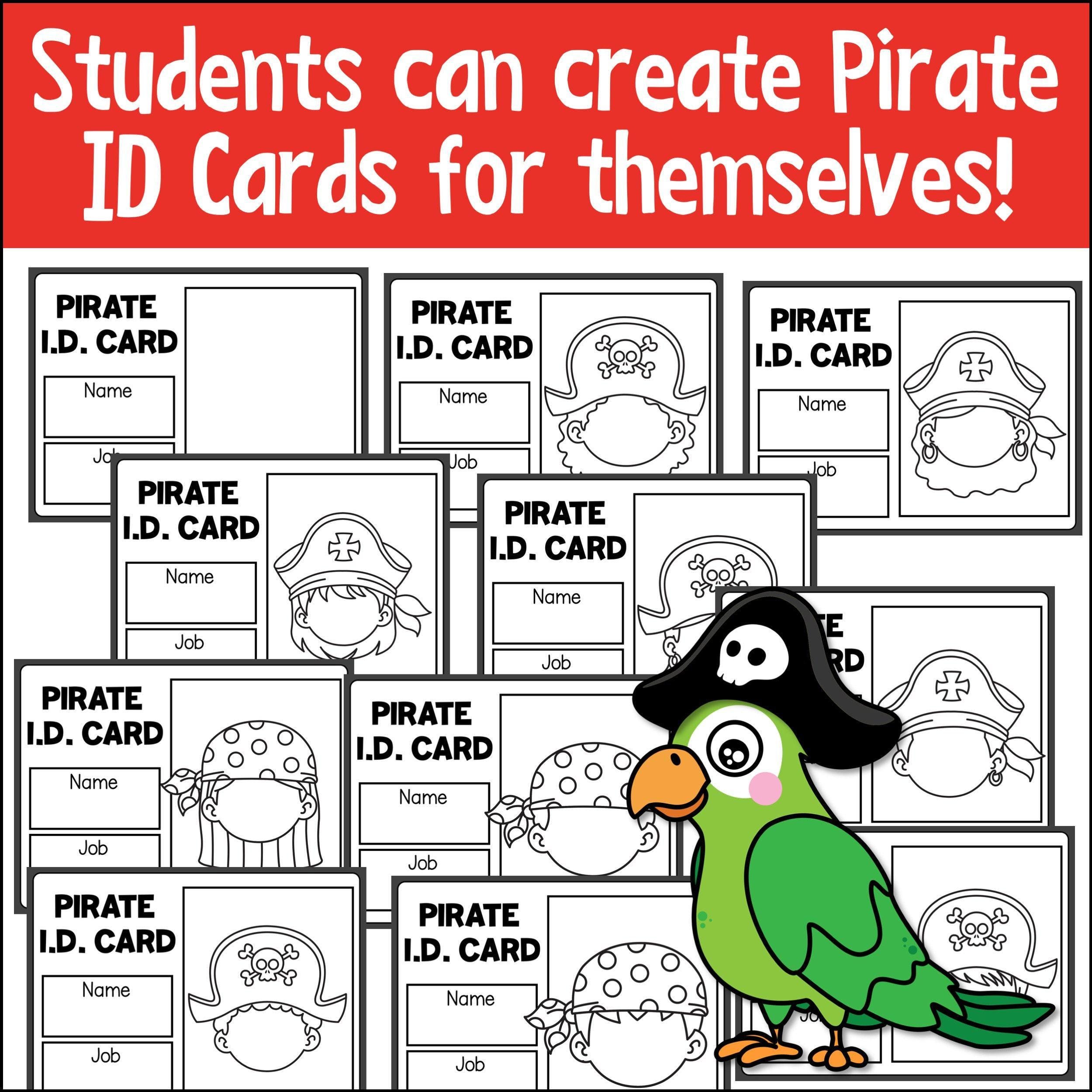 Pirate Name and Job Activity, Printable ID Card (PDF) - Etsy