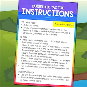 Four Operations Math Game, Tic Tac Toe Math Practice, Number Fact ...