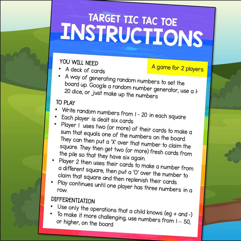 Four Operations Math Game, Tic Tac Toe Math Practice, Number Fact ...
