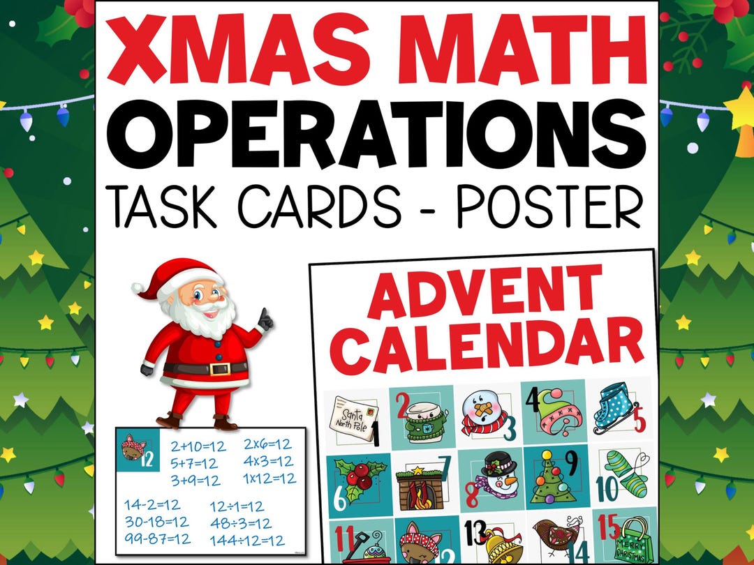 Advent Calendar Christmas Math - Number & Four Operations Xmas Daily ...
