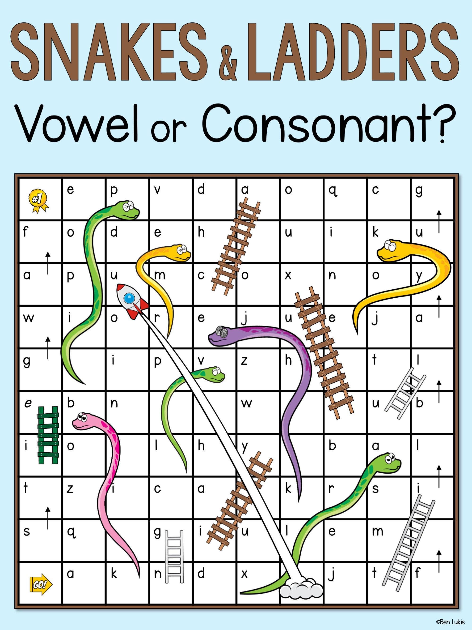 Snakes and Ladders Game, Vowel Consonant Learning (digital Download) - Etsy