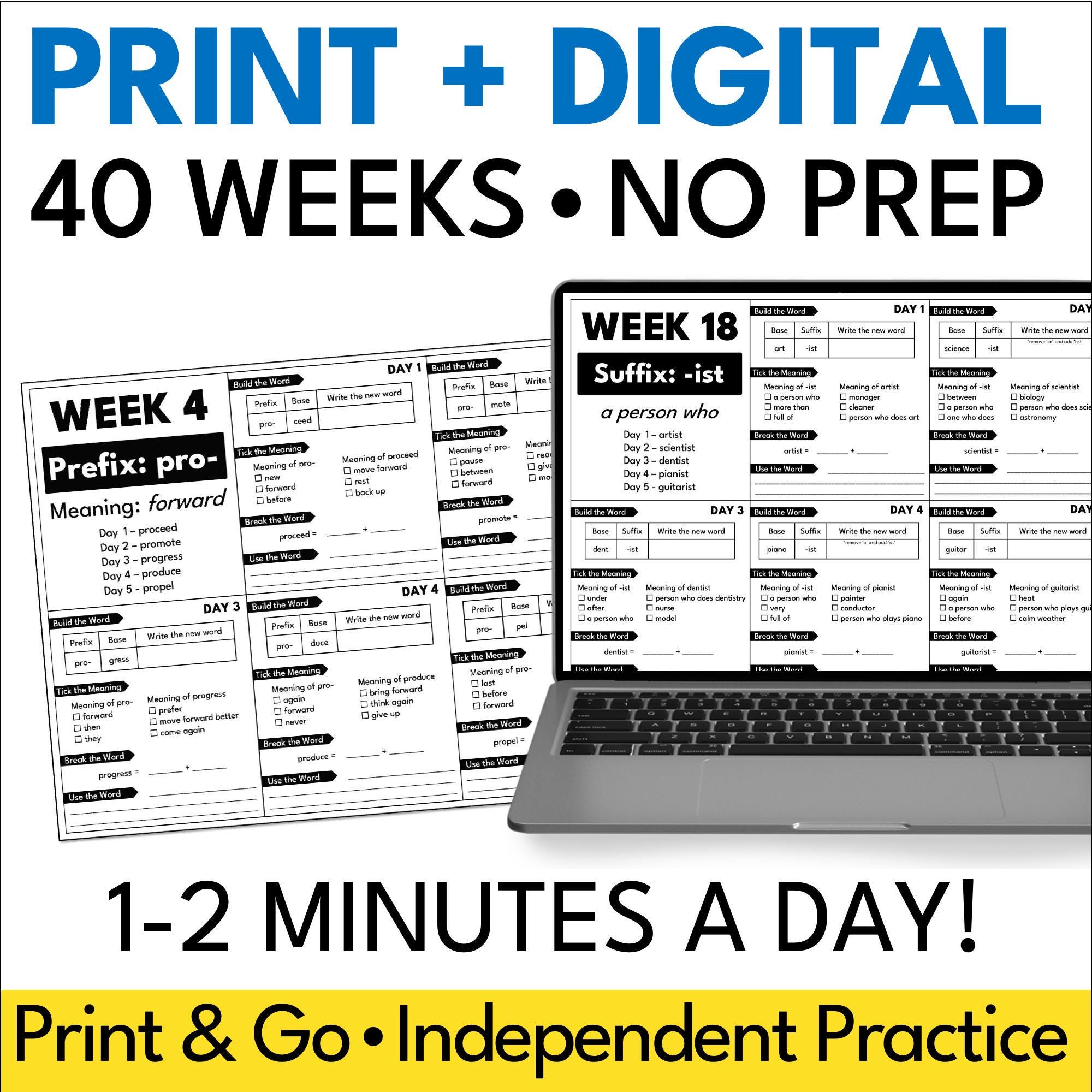 3rd 4th 5th Grade Morphology Worksheets, Daily Prefix & Suffix Practice ...