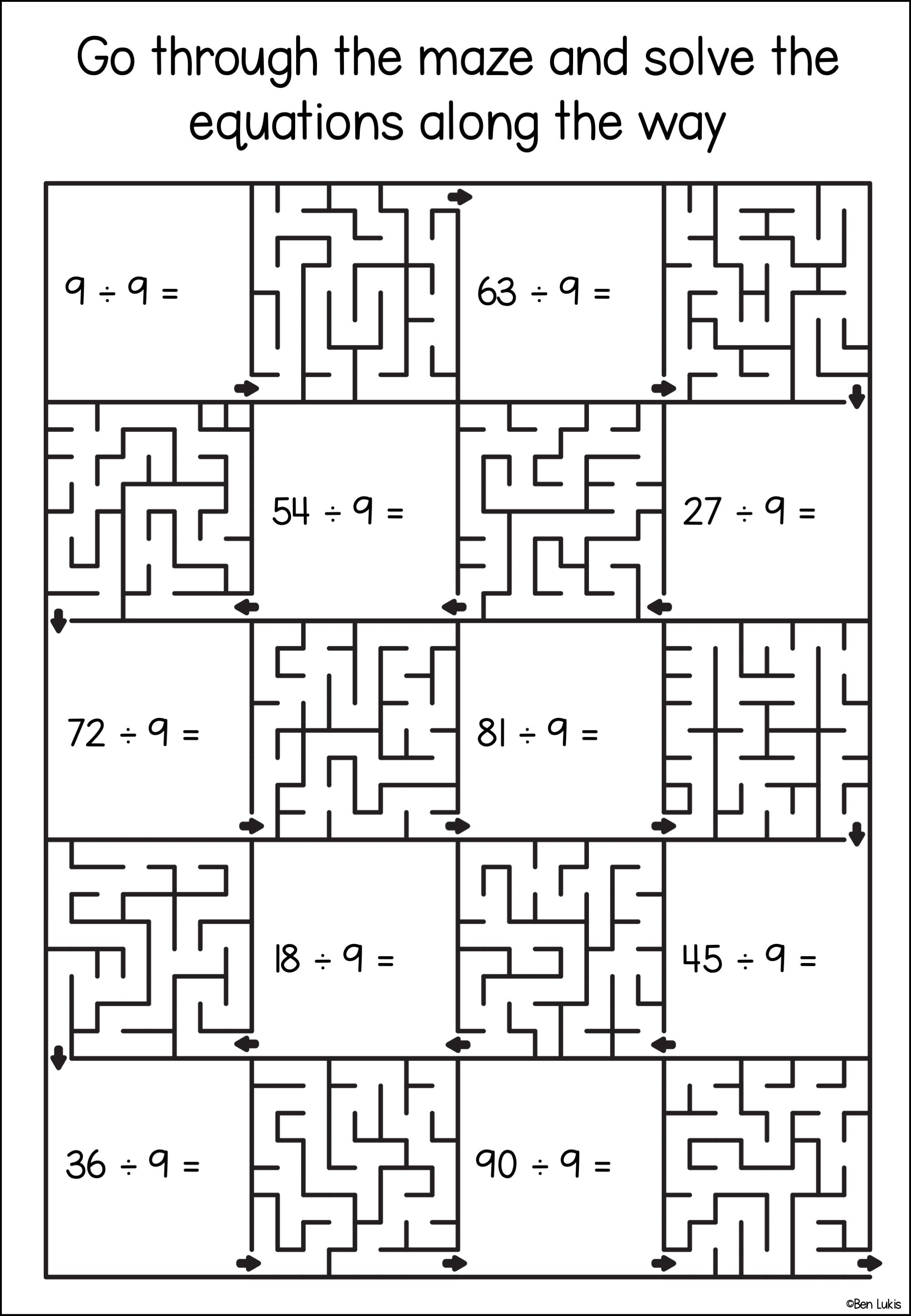 Division Math Worksheets, Divide by 9 Practice Sheets, Printable PDF ...
