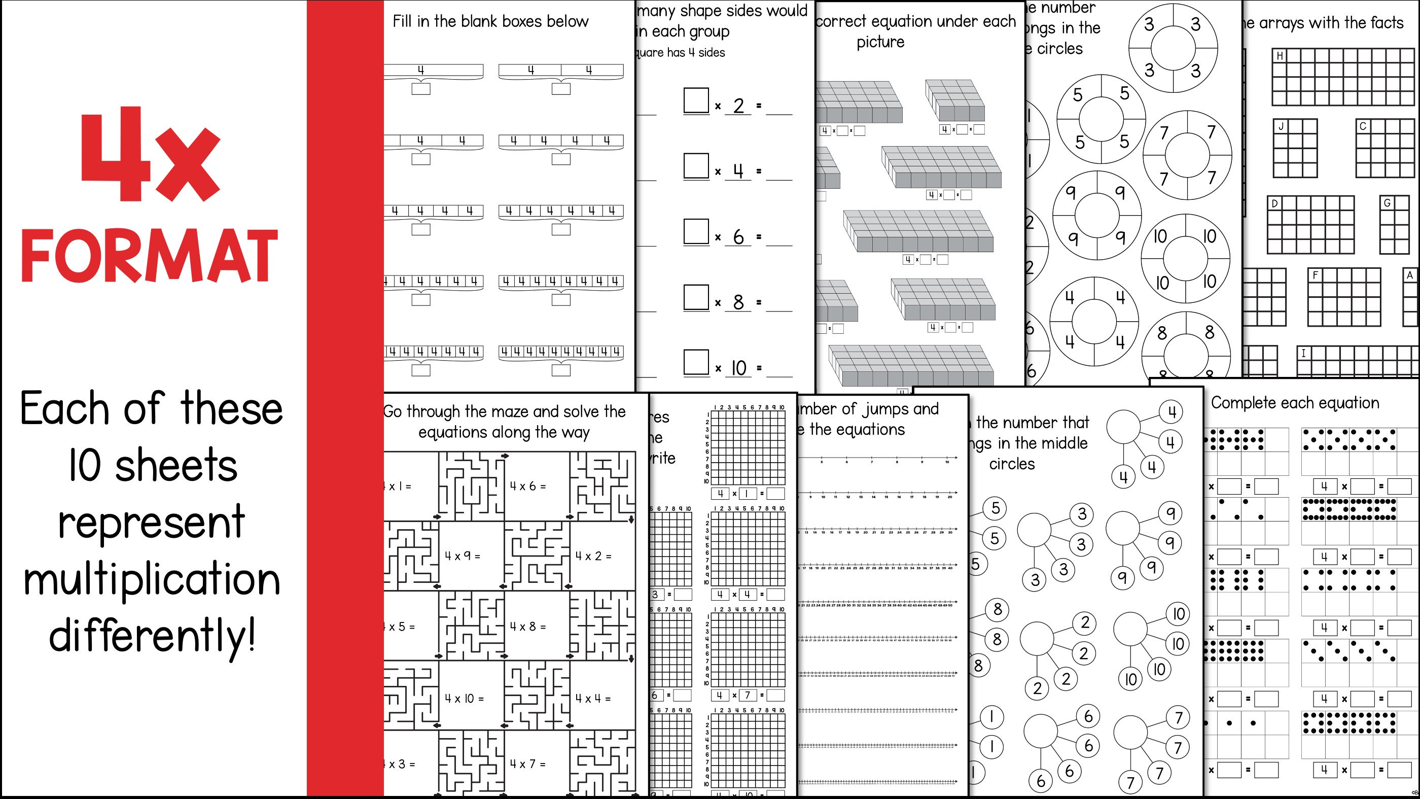 Multiplication Practice Worksheets for 4 Times Table, Printable ...