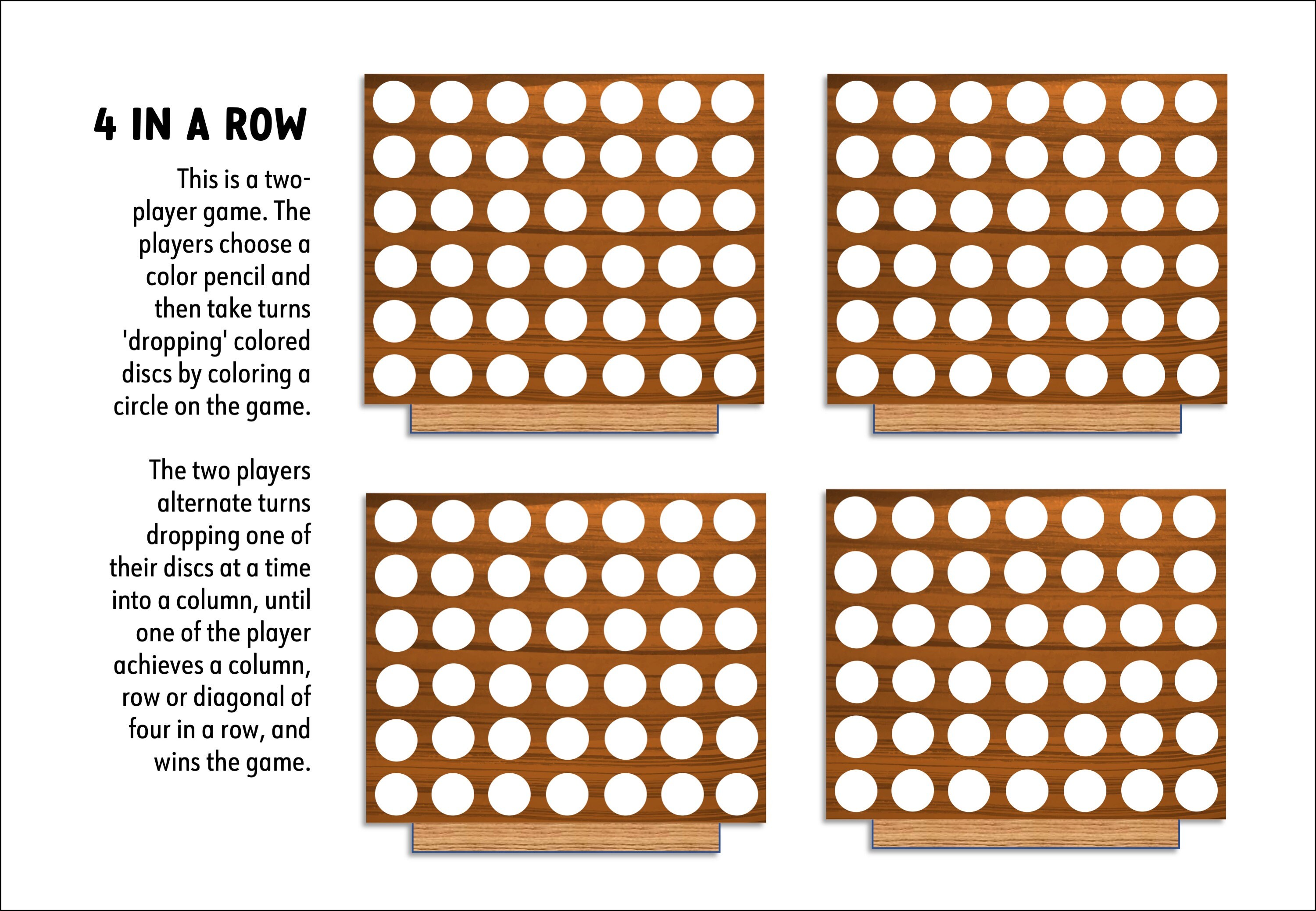 Printable 4 in a Row Game, Family Fun Night, Classic Board Game ...