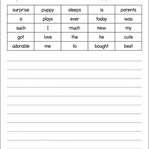 Building Sentences Using Words, Writing Sentences About Pets, Printable ...