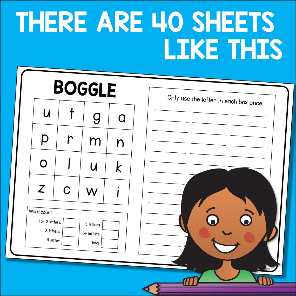 Boggle Word Game Printable Pages Printable Word Puzzle Pages - Etsy ...